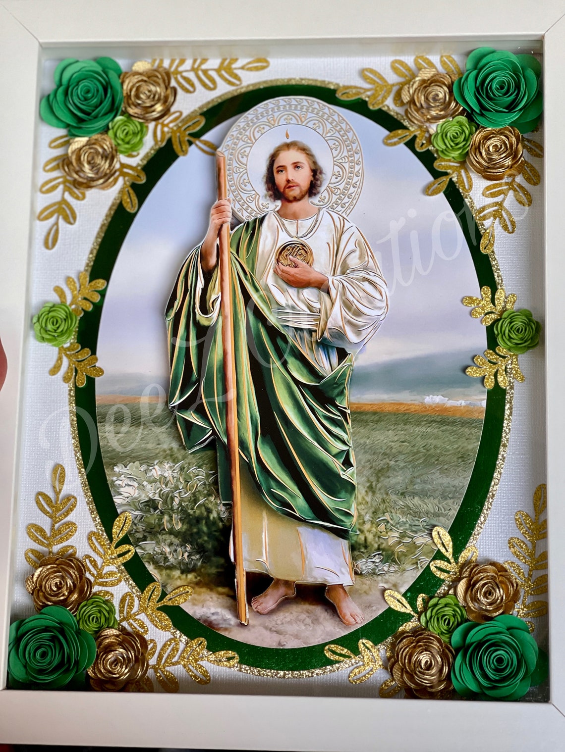 St. Jude Floral Shadow Box// San Juditas Tadeo Caja De Sombras Con ...