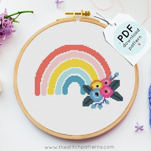 Easy Rainbow Cross Stitch Pattern Pdf Lgbtq Modern Simple DIY - Etsy
