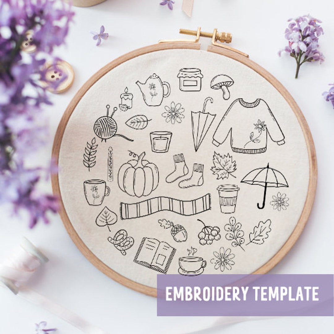 Autumn Days Embroidery Pattern Fall Embroidery Fall - Etsy