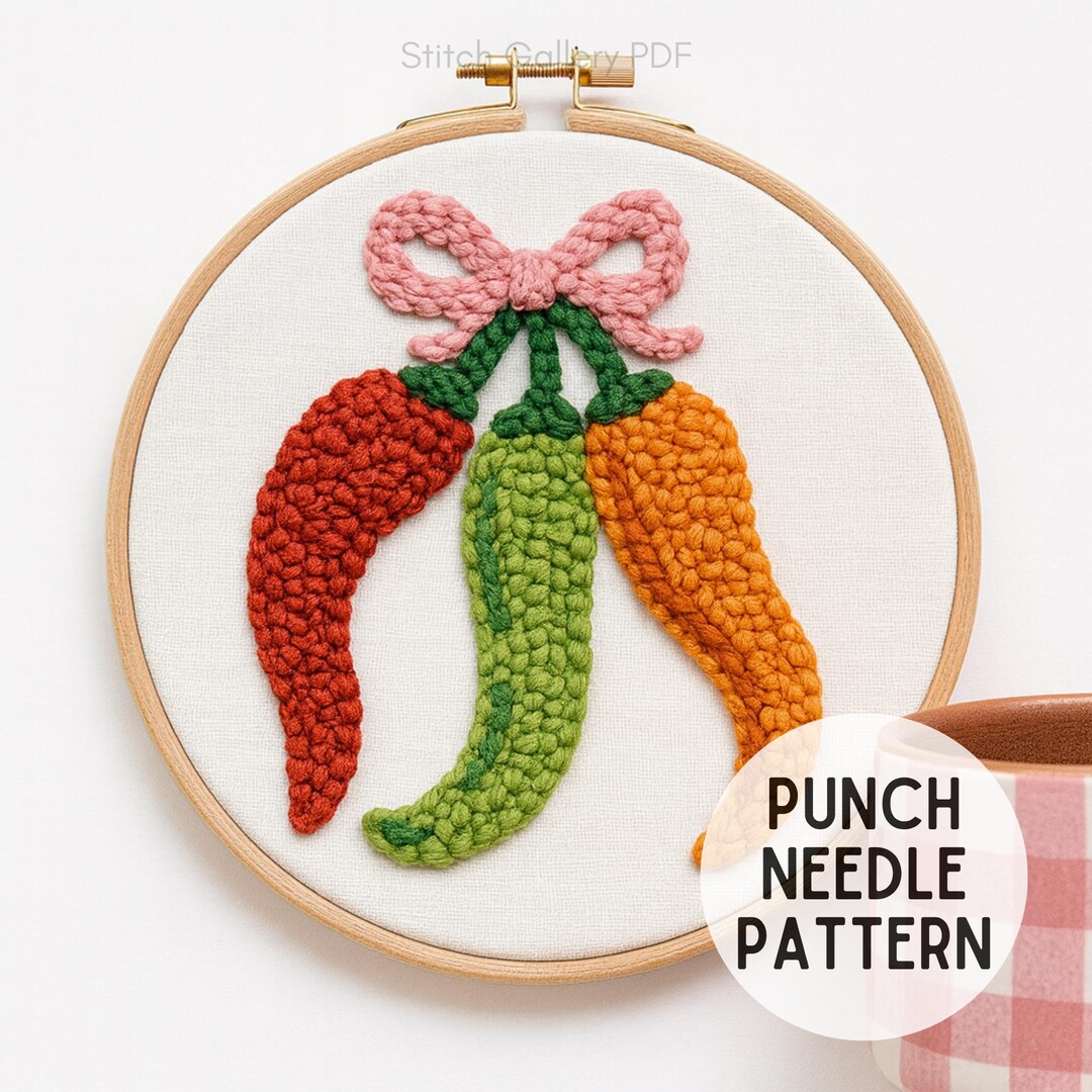 Chili Peppers Punch Needle Pattern: Spicy Kitchen Decor (PDF Download ...