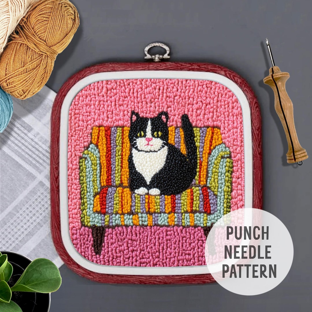 Cat Pile Punch Needle Pattern: Modern DIY Embroidery (PDF Pattern) - Etsy
