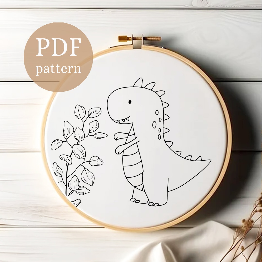 Fall Dinosaur Embroidery Pattern, Autumn Embroidery, Fun Halloween ...