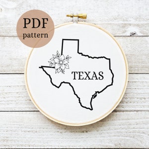 Texas Map Design, Hand Embroidery Pattern, Digital Download, Simple ...