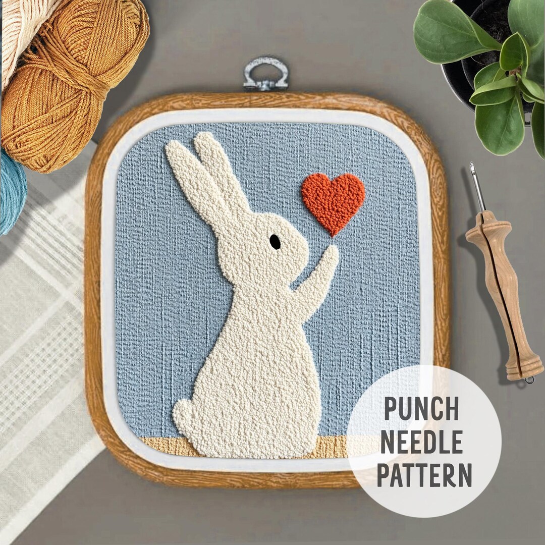 Baby Bunny Punch Needle Pattern: Modern Animal Art (PDF Pattern) - Etsy