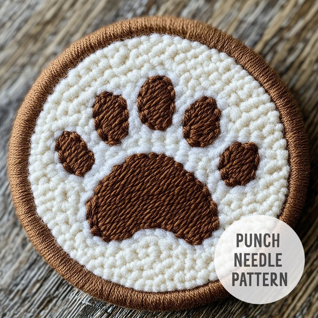 Paw Punch Needle Mug Rug Coaster Pattern, Mug Rug, Handmade Gift ...
