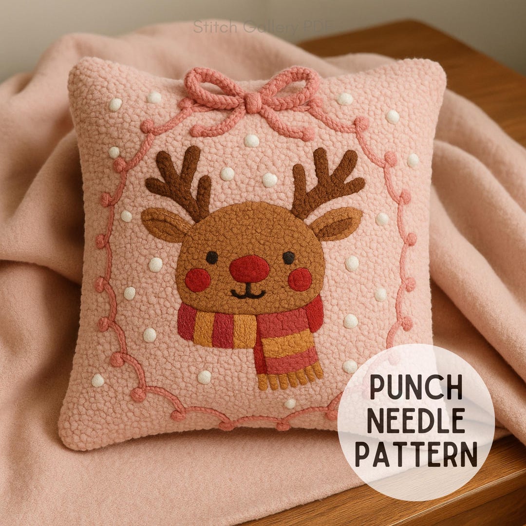 Christmas Deer Punch Needle Pattern: DIY Embroidery Craft (PDF) - Etsy