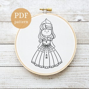 Princess Embroidery Design, Hand Embroidery Design, Princess Embroidery ...