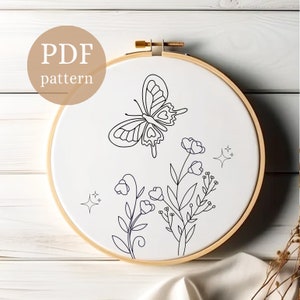 Butterfly Embroidery Pattern: Botanical Insect Design (PDF Template) - Etsy