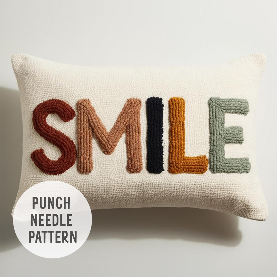 Smile Punch Needle Pillow Pattern: DIY Tufted Cushion (PDF Pattern) - Etsy