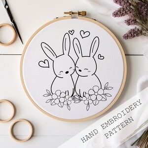 Bunny Embroidery, Rabbit Stitch, Cute Needlework, Hand Stitched Bunny ...