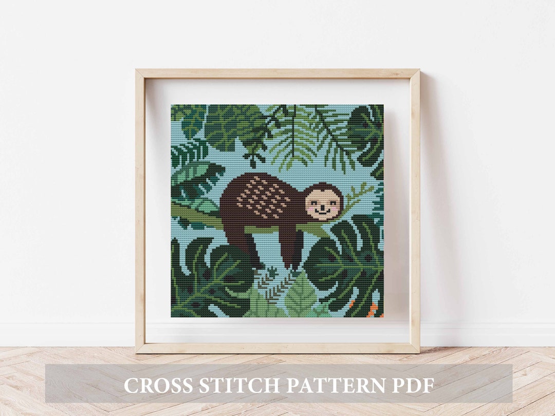 Sloth Cross Stitch Pattern PDF, Sloth Embroidery PDF, Digital Pattern ...