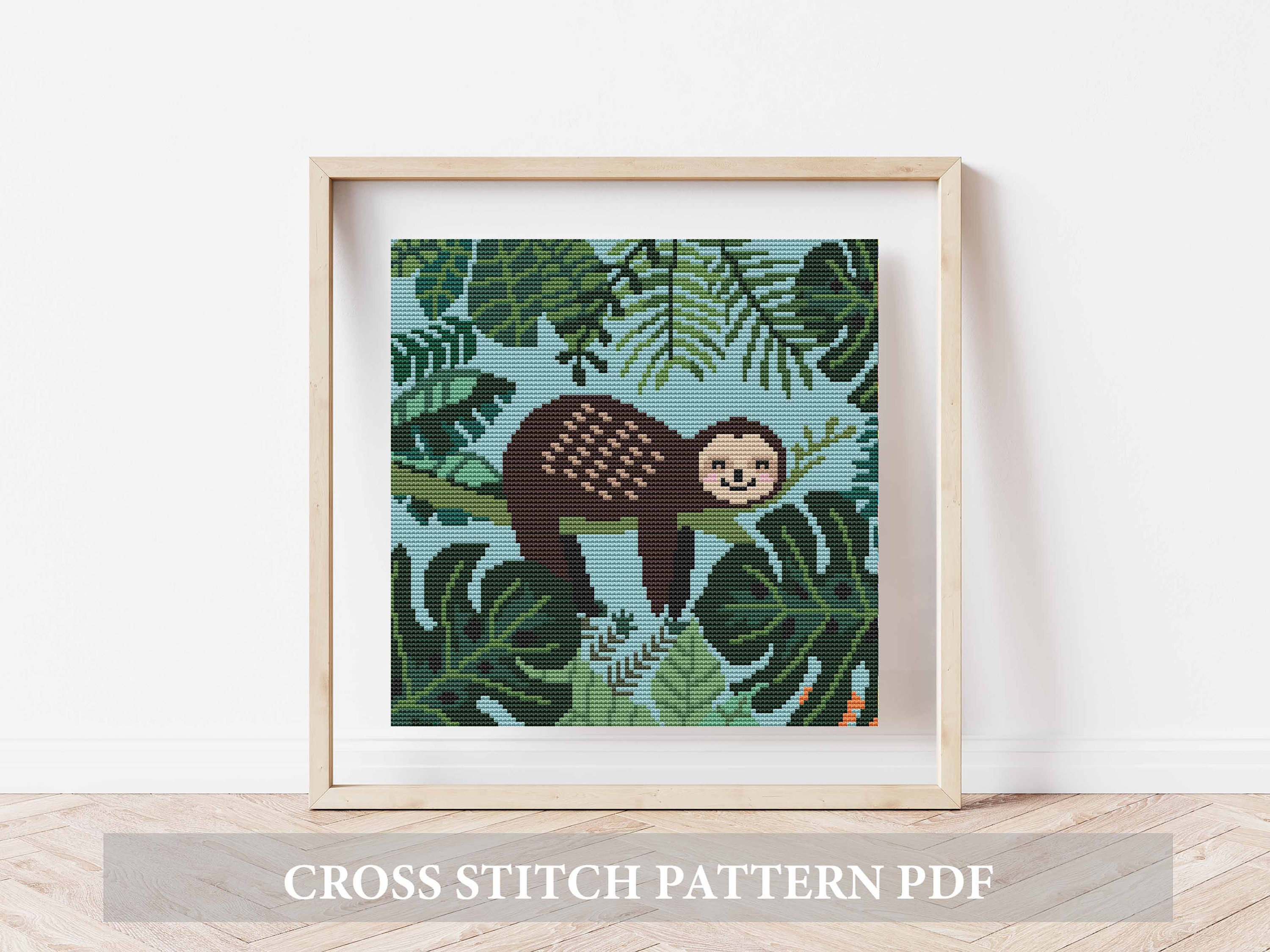 Sloth Cross Stitch Pattern PDF Sloth Embroidery PDF Digital - Etsy