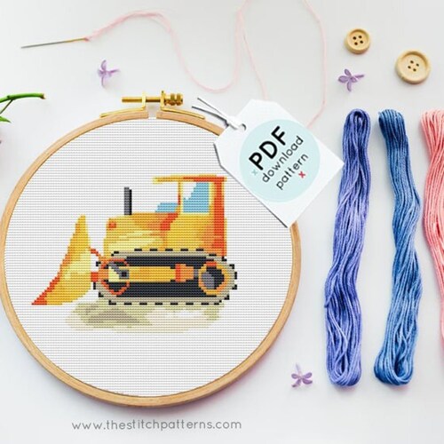 Construction Vehicles Cross Stitch Pattern PDF - Etsy