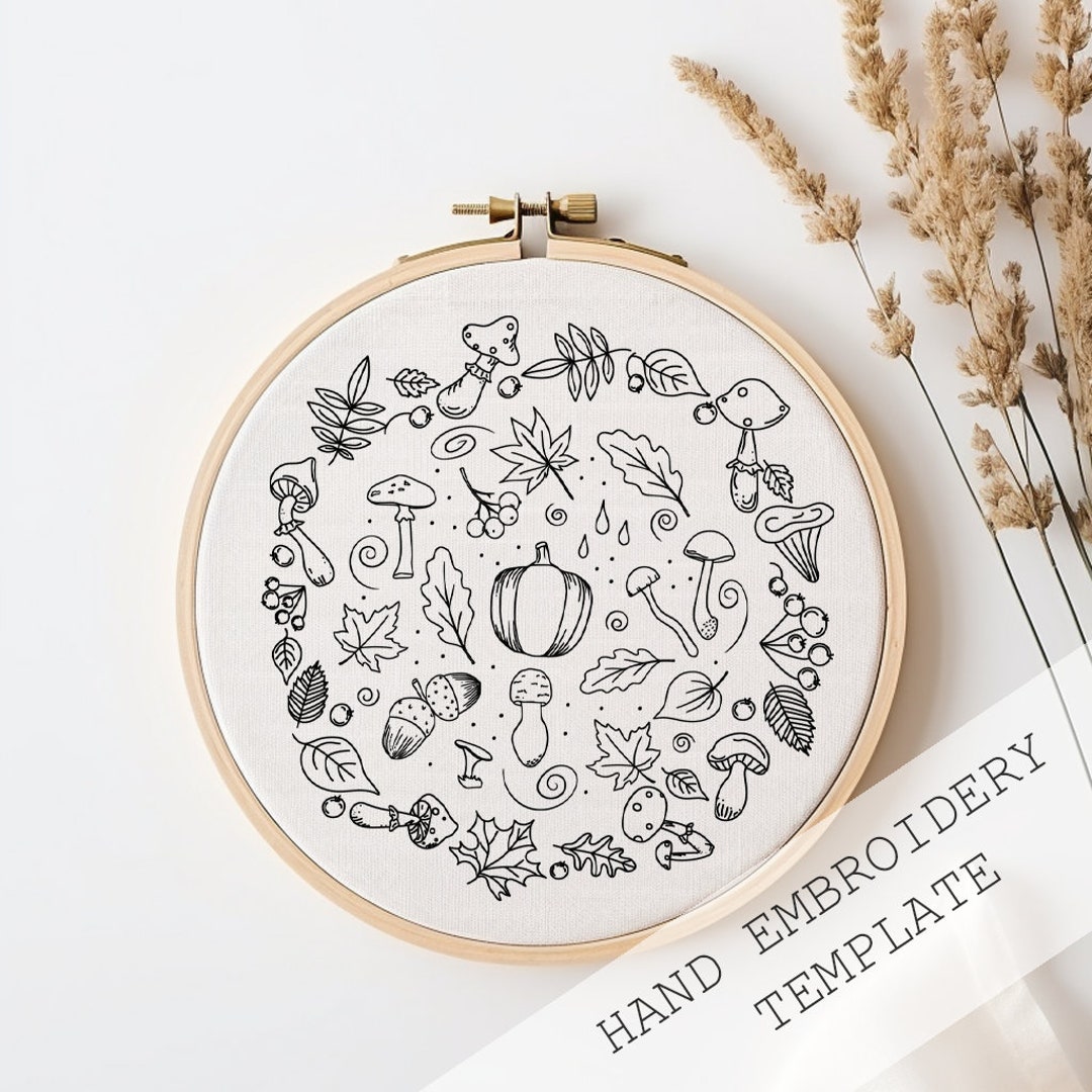 Autumn Days Embroidery Pattern, Fall Embroidery, Fall Embroidery ...