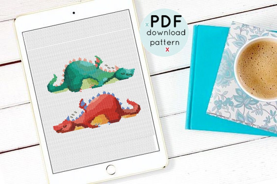 Sleeping Dragons Cross Stitchmodern Cross Stitch Pattern | Etsy UK
