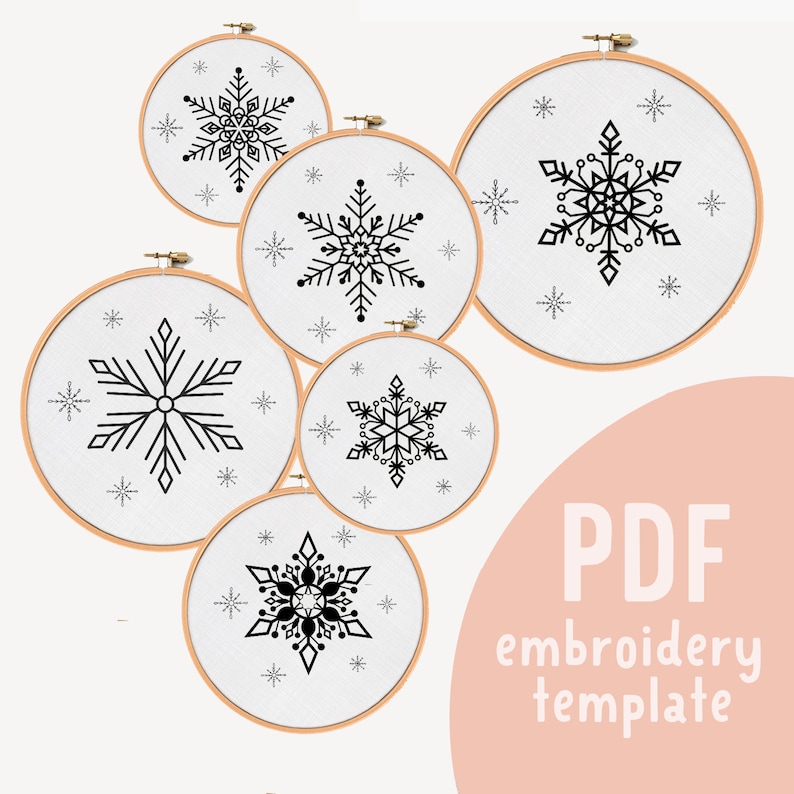 Snowflake Christmas Embroidery Pattern: Beginner DIY Ornaments (PDF ...