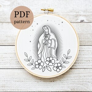 Hand Embroidery Pattern, Virgin Mary Embroidery Design, Christian ...