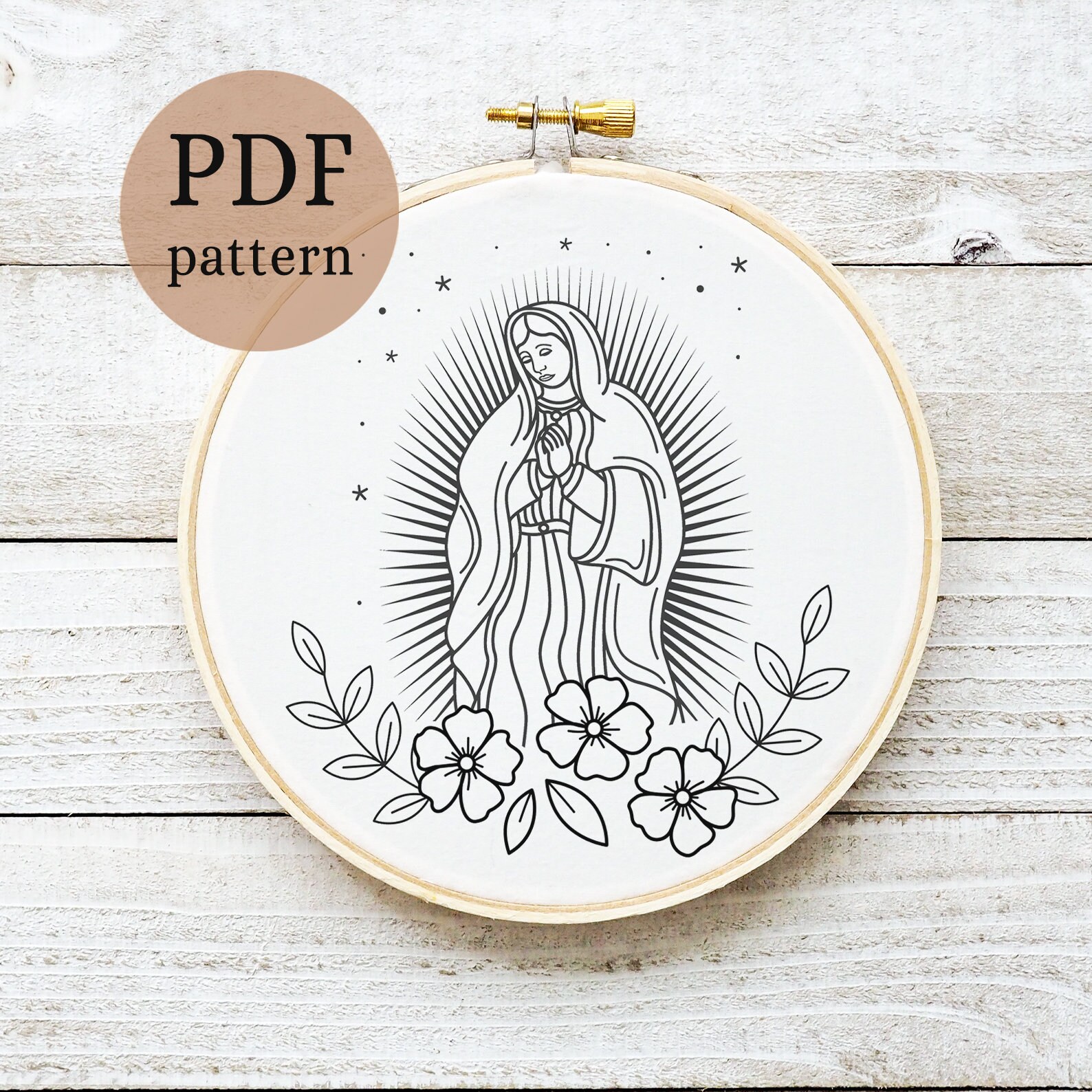 Virgin Mary Embroidery Pattern: Modern Christian Needlepoint, Easy ...