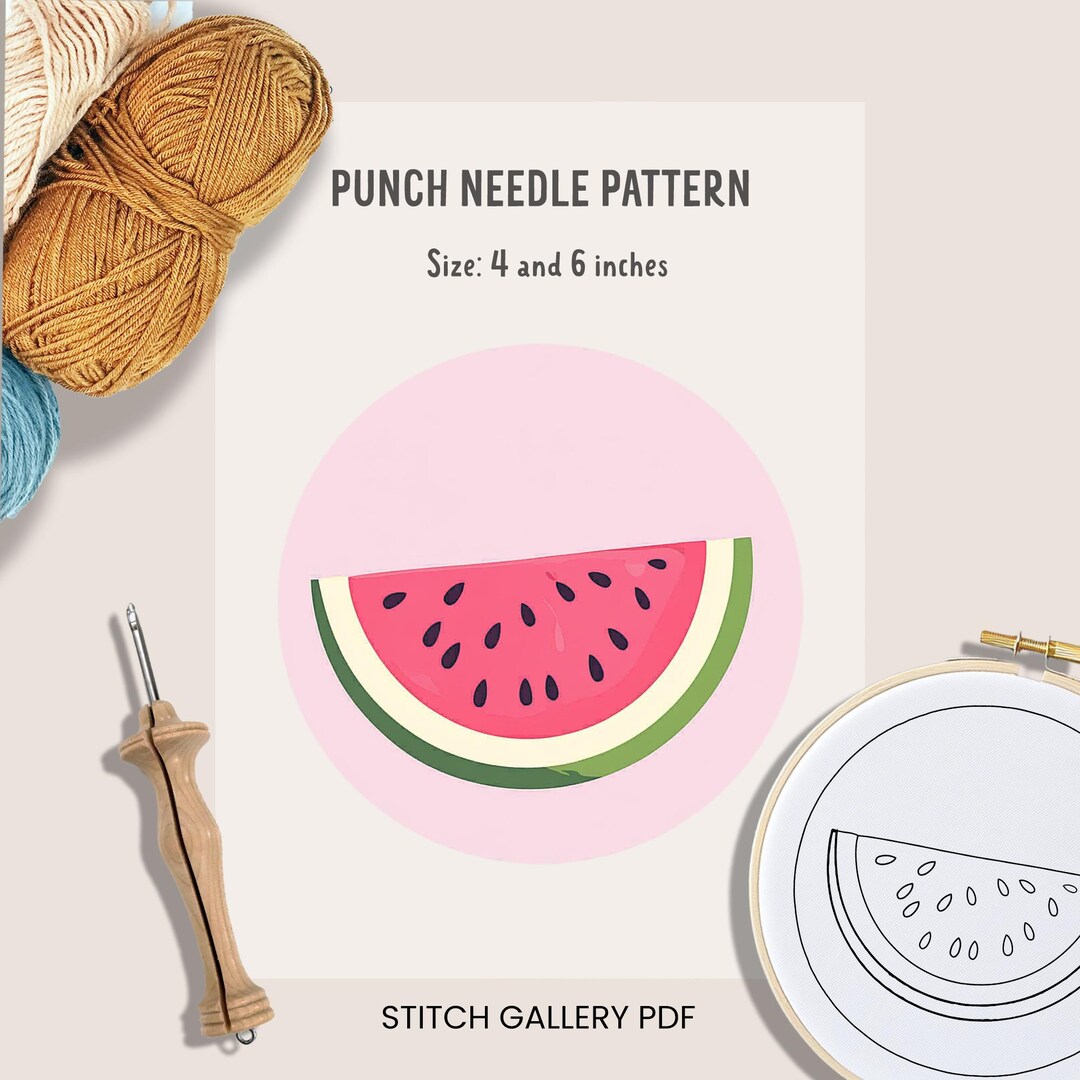 Watermelon Punch Needle Coaster Pattern, Punch Needle Art, Digital ...