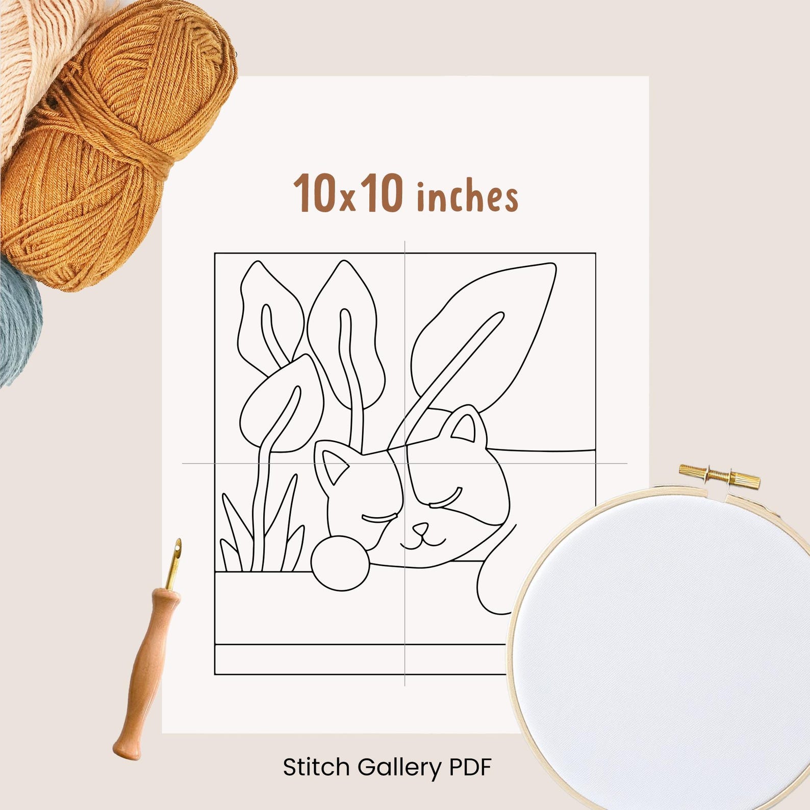 Sleeping Cat Punch Needle Pattern: DIY Home Decor, Cats Lover Gift (PDF ...