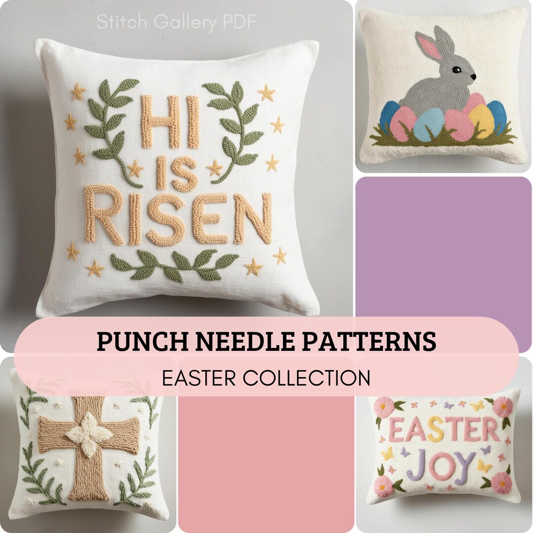 Set of 4 Easter Punch Needle Pattern, Easter Punch Needle, Punch Needle ...