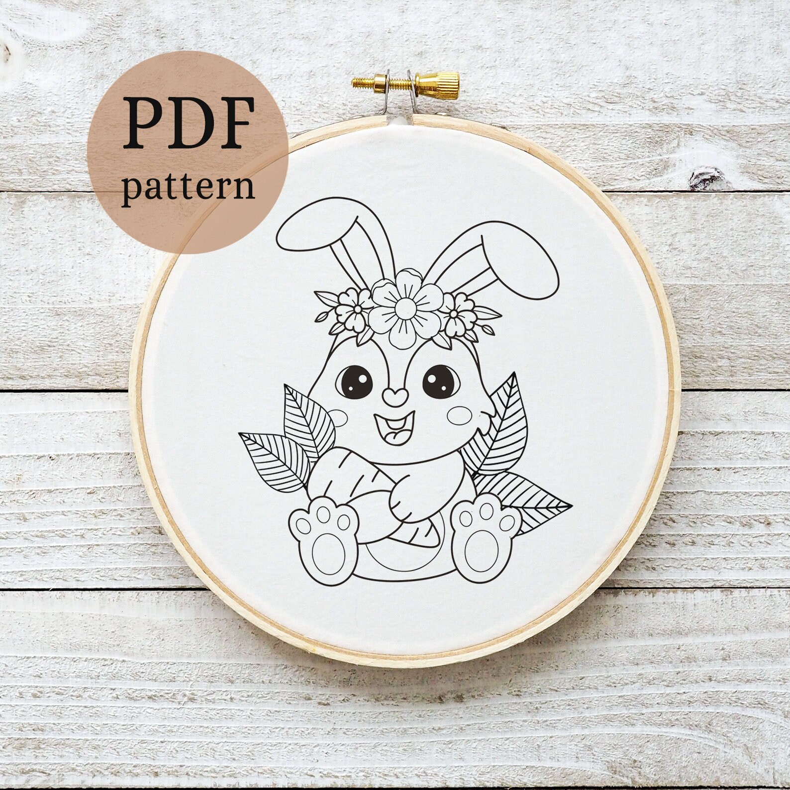 Bunny Embroidery Pattern Over the Garden Gate Rabbit Floral - Etsy