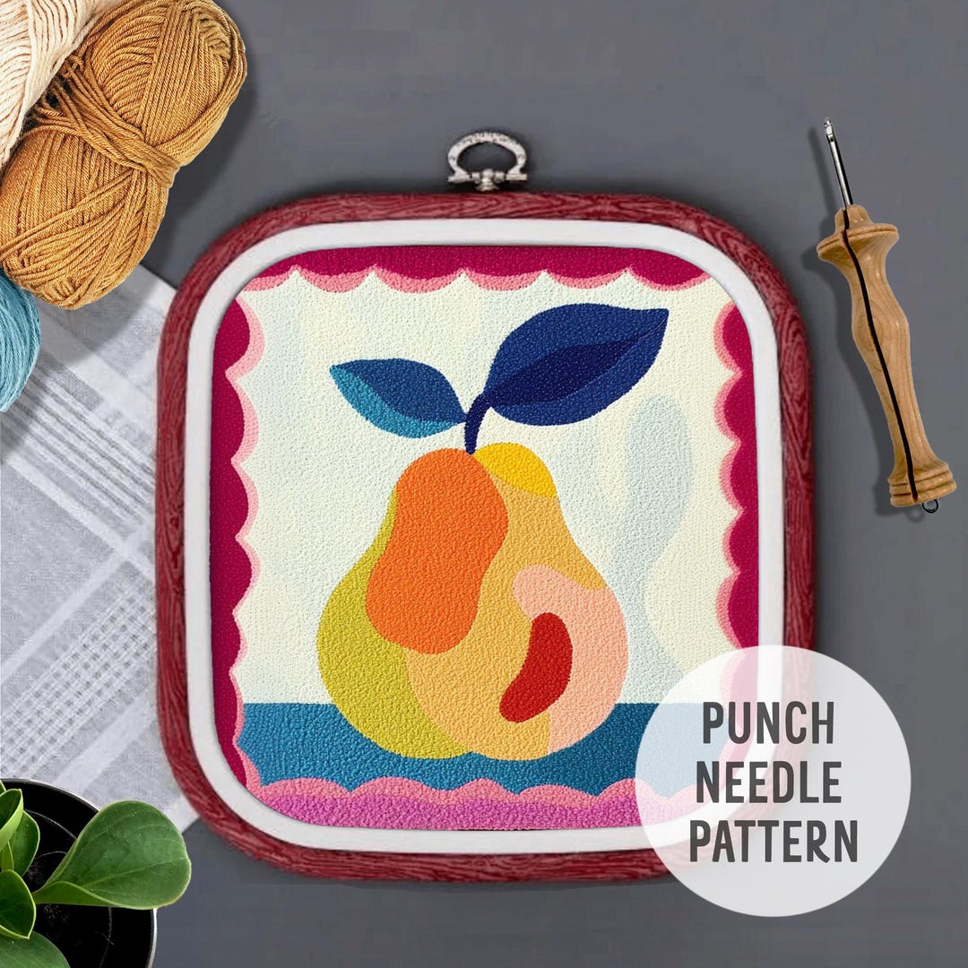 Colorful Pear Punch Needle Pattern: Modern Boho Kitchen Decor ...