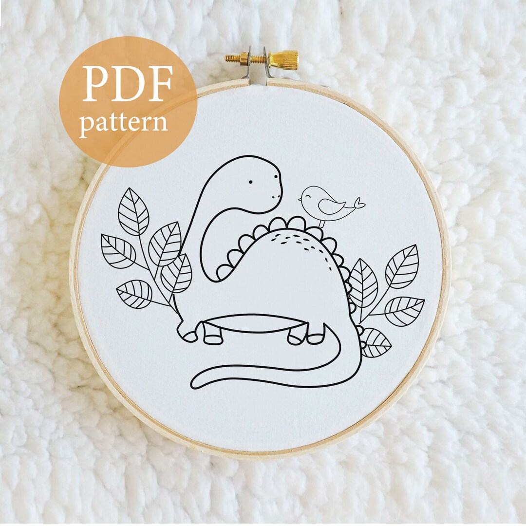 Dinosaurs Hand Embroidery Patterns Bird and Dino Hand - Etsy