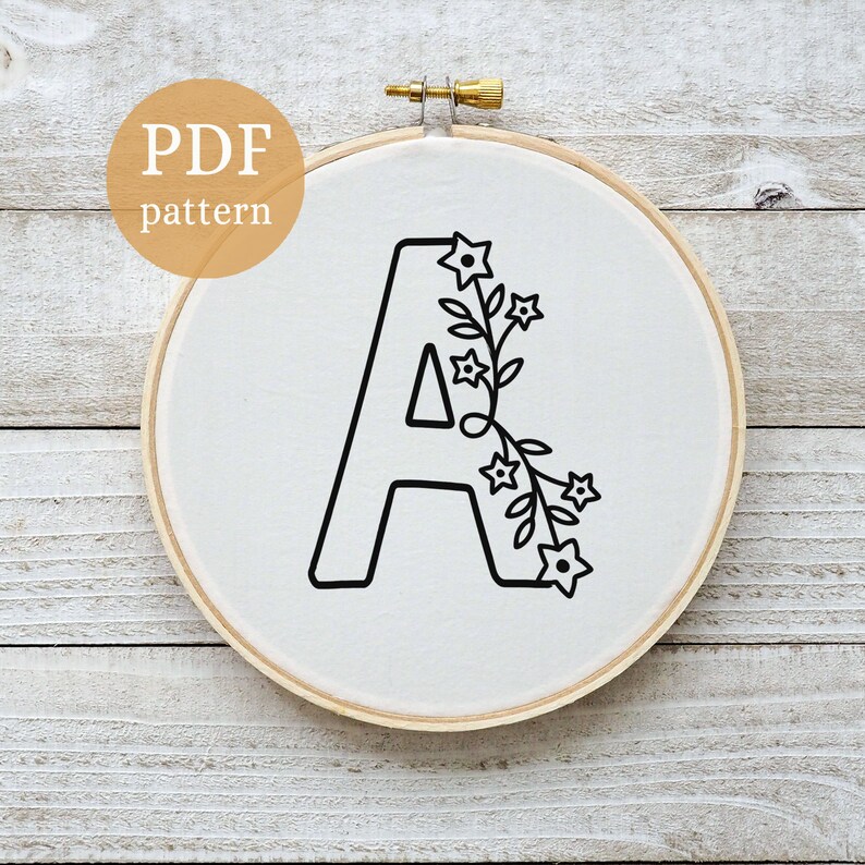 Alphabet Hand Embroidery Pattern: Initial Wreath Design (PDF Pattern ...