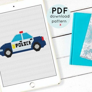 Police Cross Stitch Pattern, Boys Cross Stitch Chart, Modern Cross ...