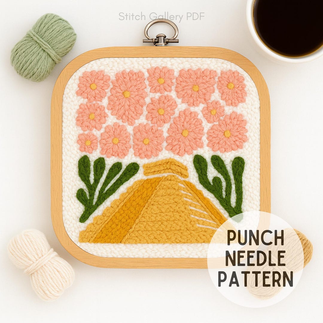 Chichen Itza Punch Needle Pattern: Abstract Mexican Pyramid (PDF ...