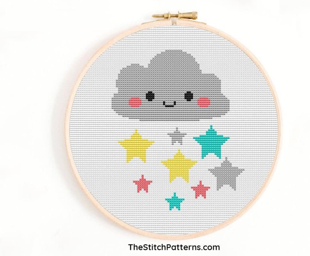 Cloud Cross Stitch Pattern, Kids Cross Stitch Pattern - Cute Cross ...