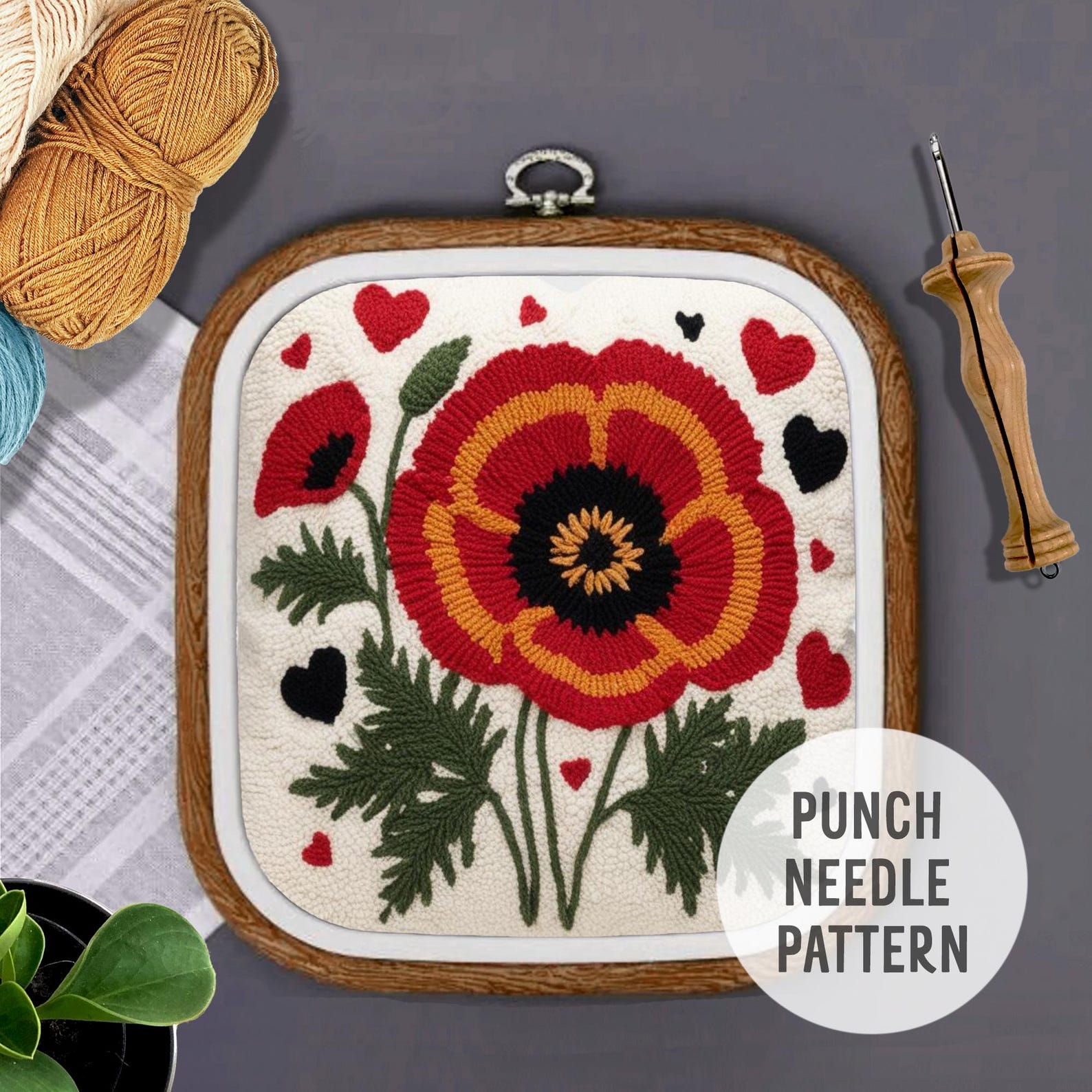 Floral Punch Needle Pattern Set: DIY Spring Embroidery, Textured Art ...