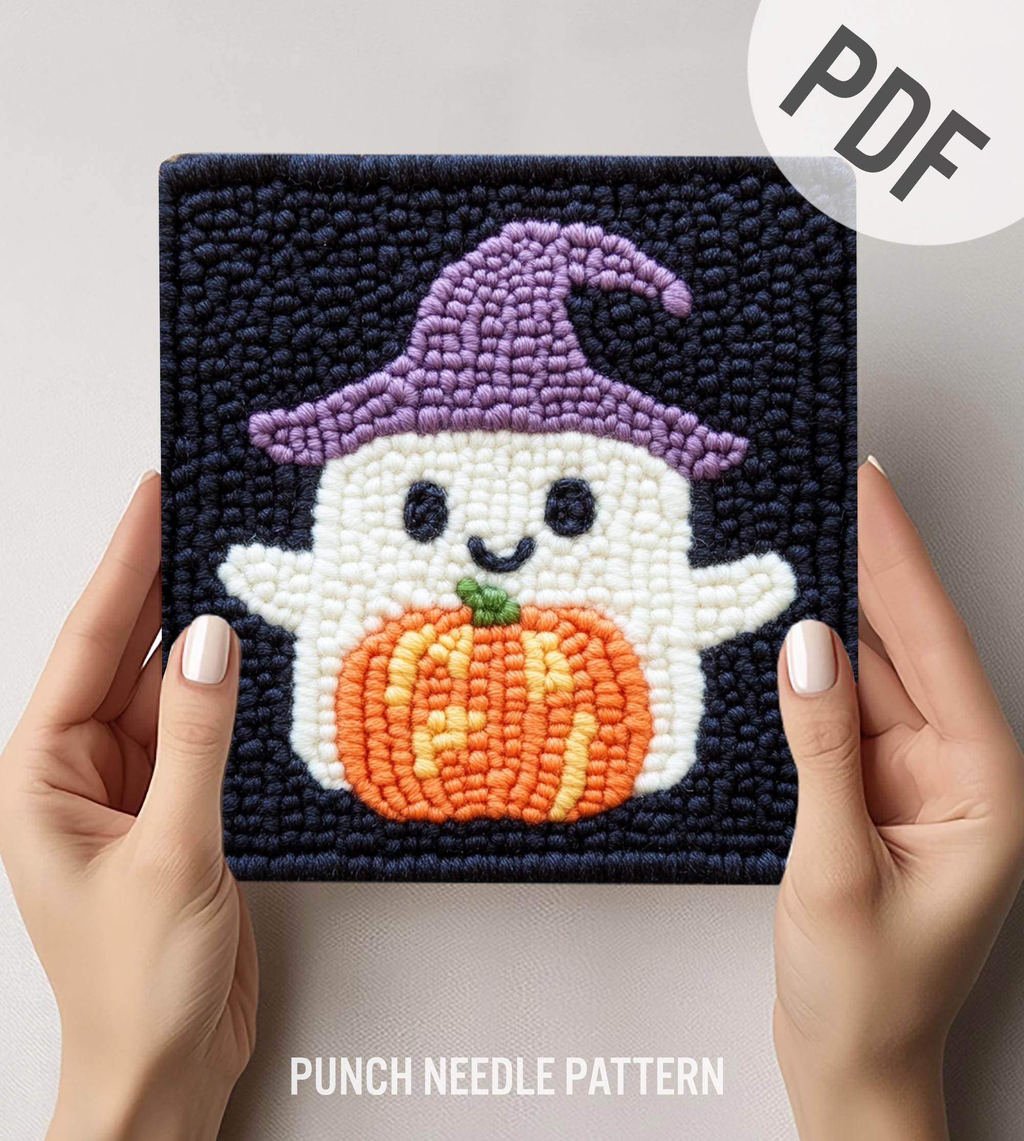 Pumpkin Ghost Punch Needle Pattern: Fall Halloween Embroidery (PDF) - Etsy
