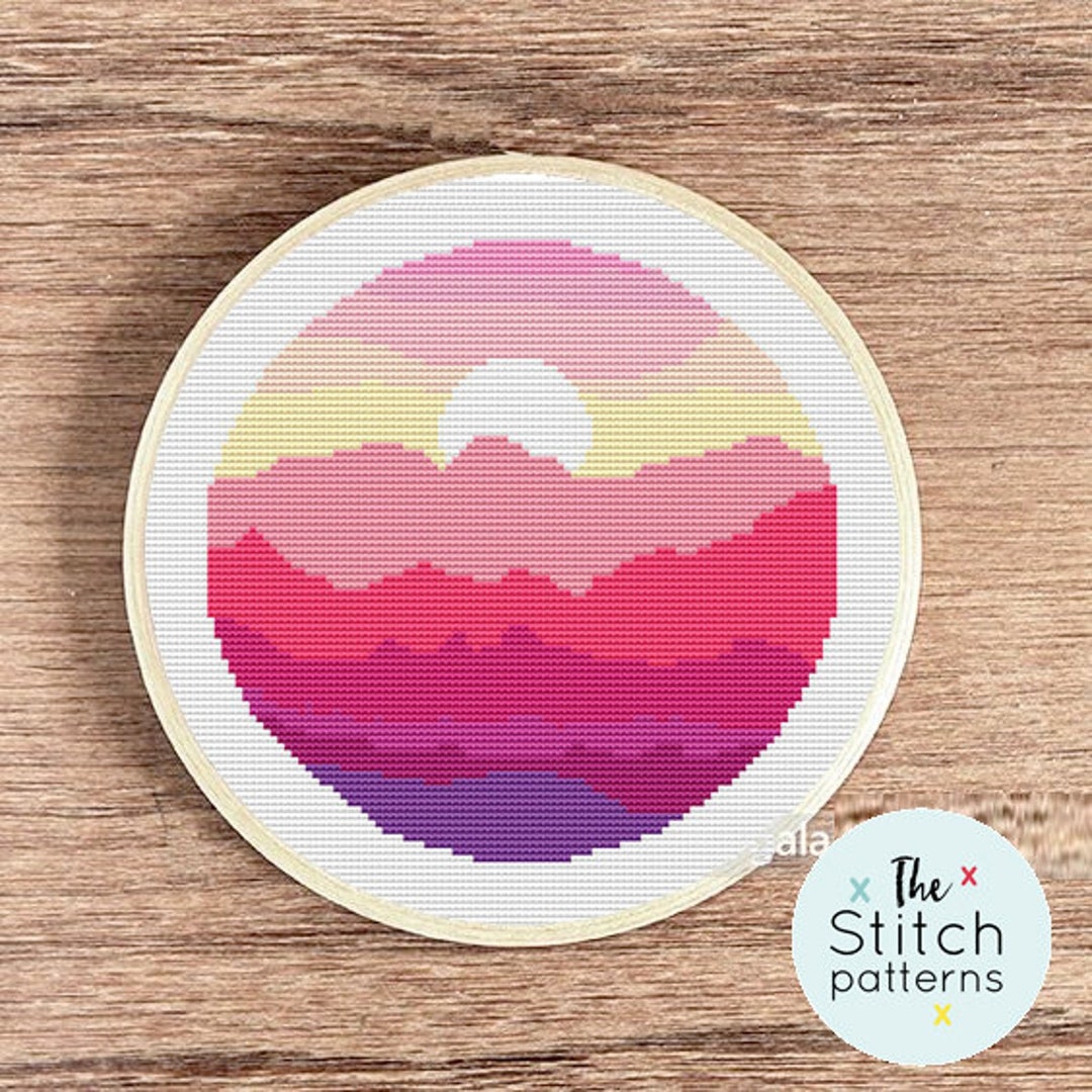 Sunset Cross Stitch Patterns, Nature Cross Stitch Pattern, Modern Cross ...