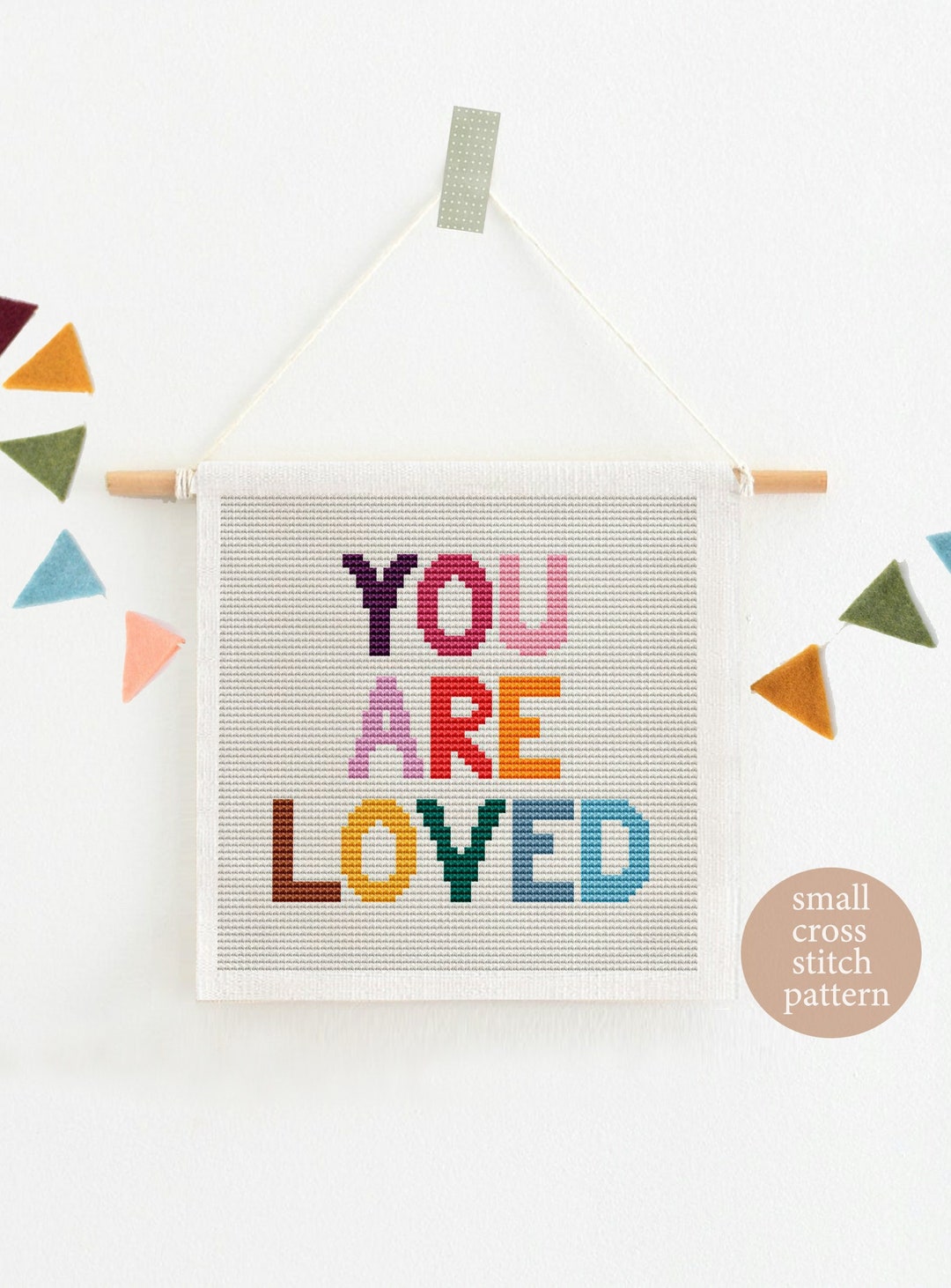 Rainbow 'you Are Loved' Cross Stitch Pattern: Nursery Banner, Gift for ...