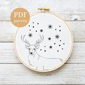 Set of 3 Winter Deer Hand Embroidery Patterns (PDF Pattern) - Etsy