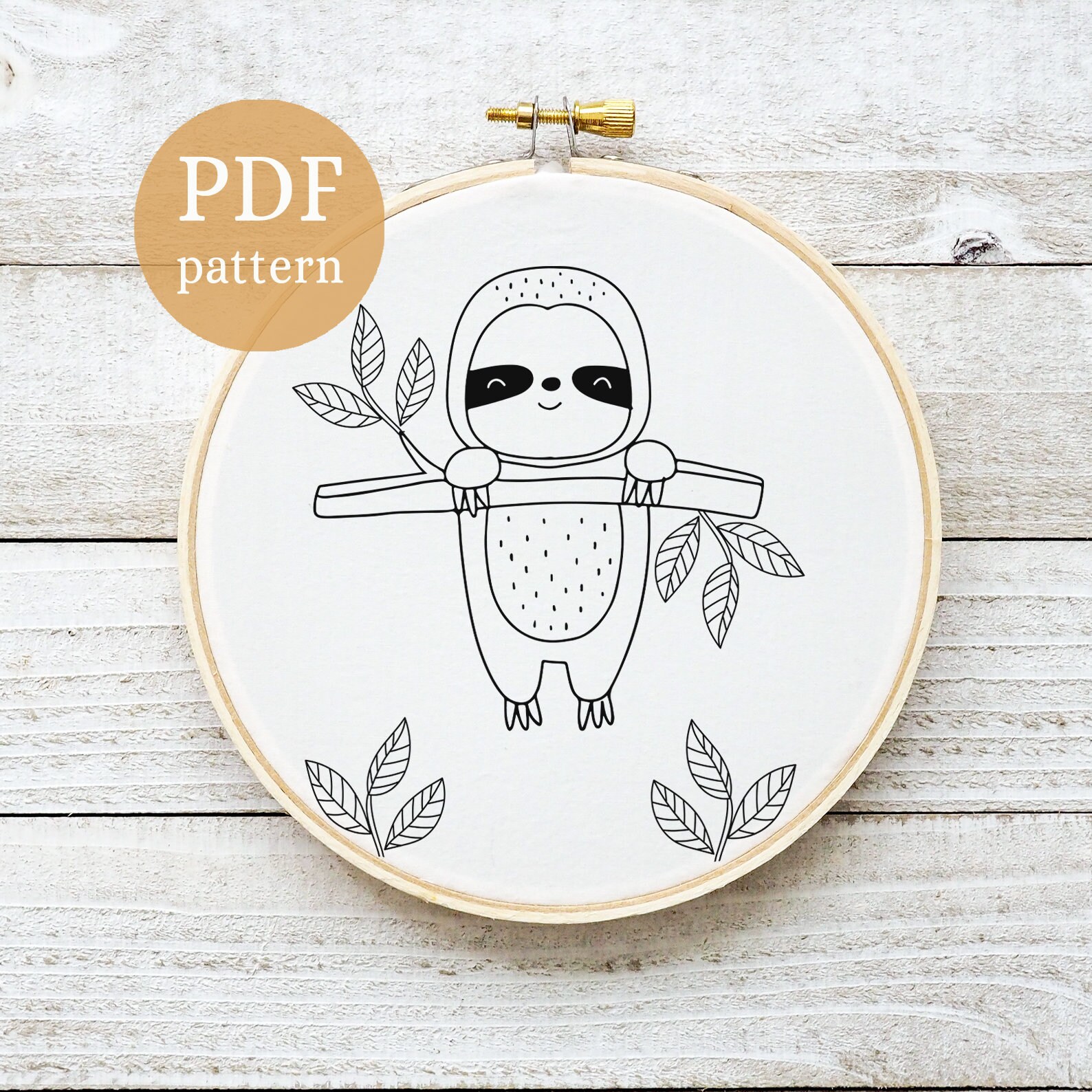 Sloth & Flower Embroidery Pattern: Nursery Hoop Art (PDF) - Etsy