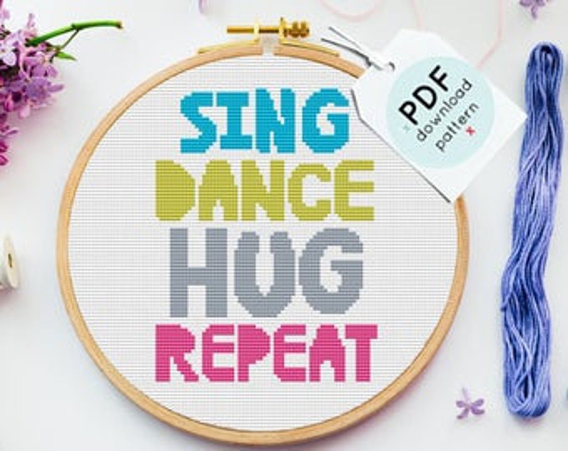Sing Dance Cross Stitch Pattern PDF Kids Cross Stitch Kids - Etsy