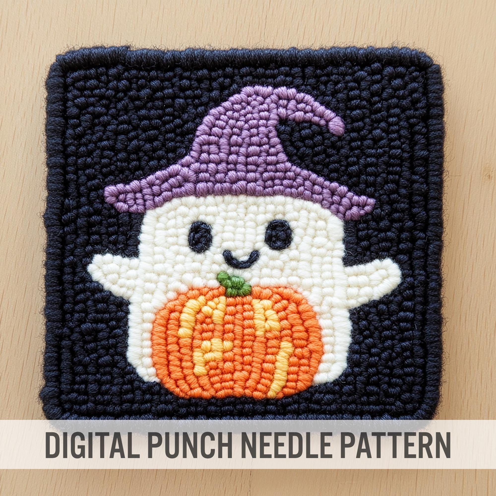 Pumpkin Ghost Punch Needle Pattern: Fall Halloween Embroidery (PDF) - Etsy