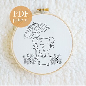Tiny Mouse Miniature Embroidery Pattern, Thread Painting Pattern ...
