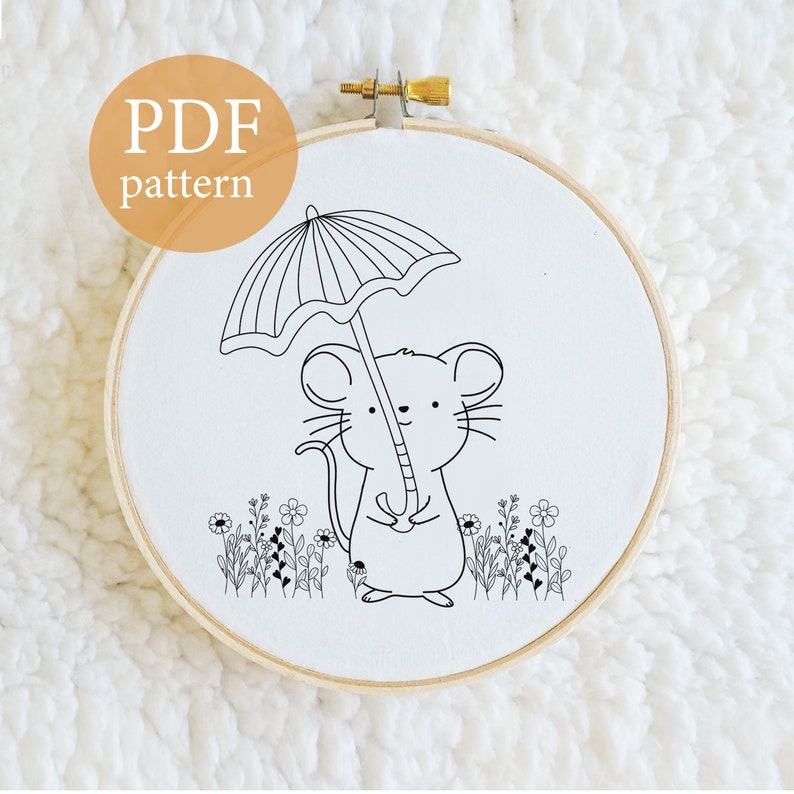 Tiny Mouse Miniature Embroidery Pattern Thread Painting - Etsy