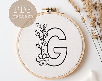 Floral Alphabet Embroidery PDF Pattern, 6, Instant Digital Download ...