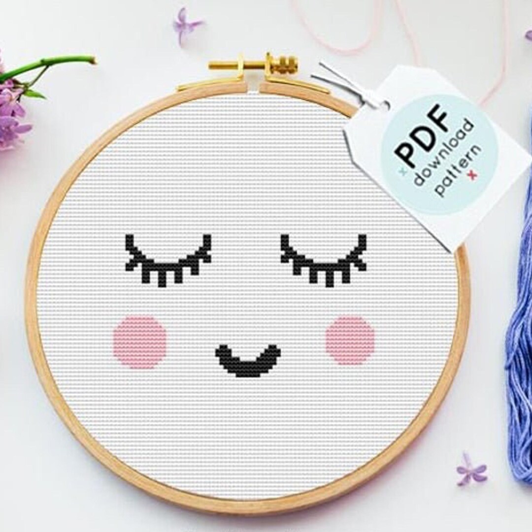 Sleepy Eyes Cross Stitch Pattern, Nursery Art (PDF Pattern) - Etsy