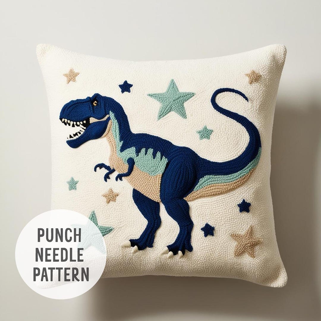 Dinosaur Punch Needle Pillow Pattern: Kids Room Decor (PDF Pattern) - Etsy