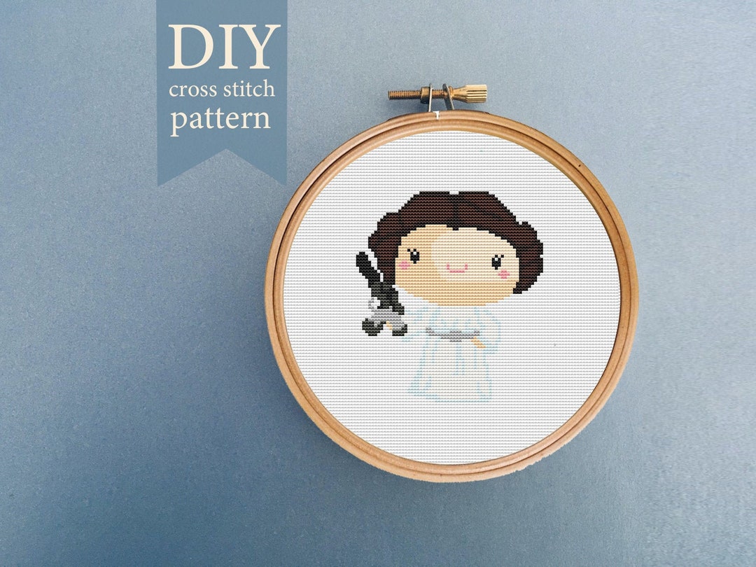 Leia Cross Stich Pattern, Cross Stitch for Kids, Leia Star Wars ...