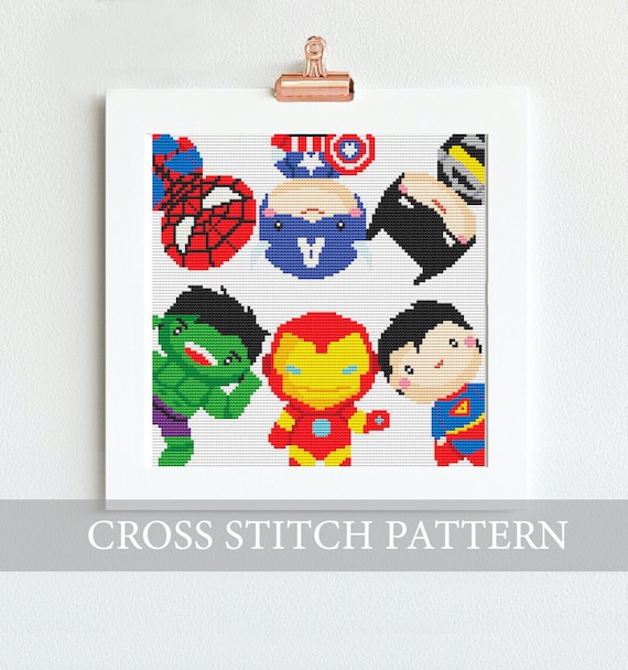 Marvel and DC Superhero Inspired Cross Stitch Pattern | Etsy
