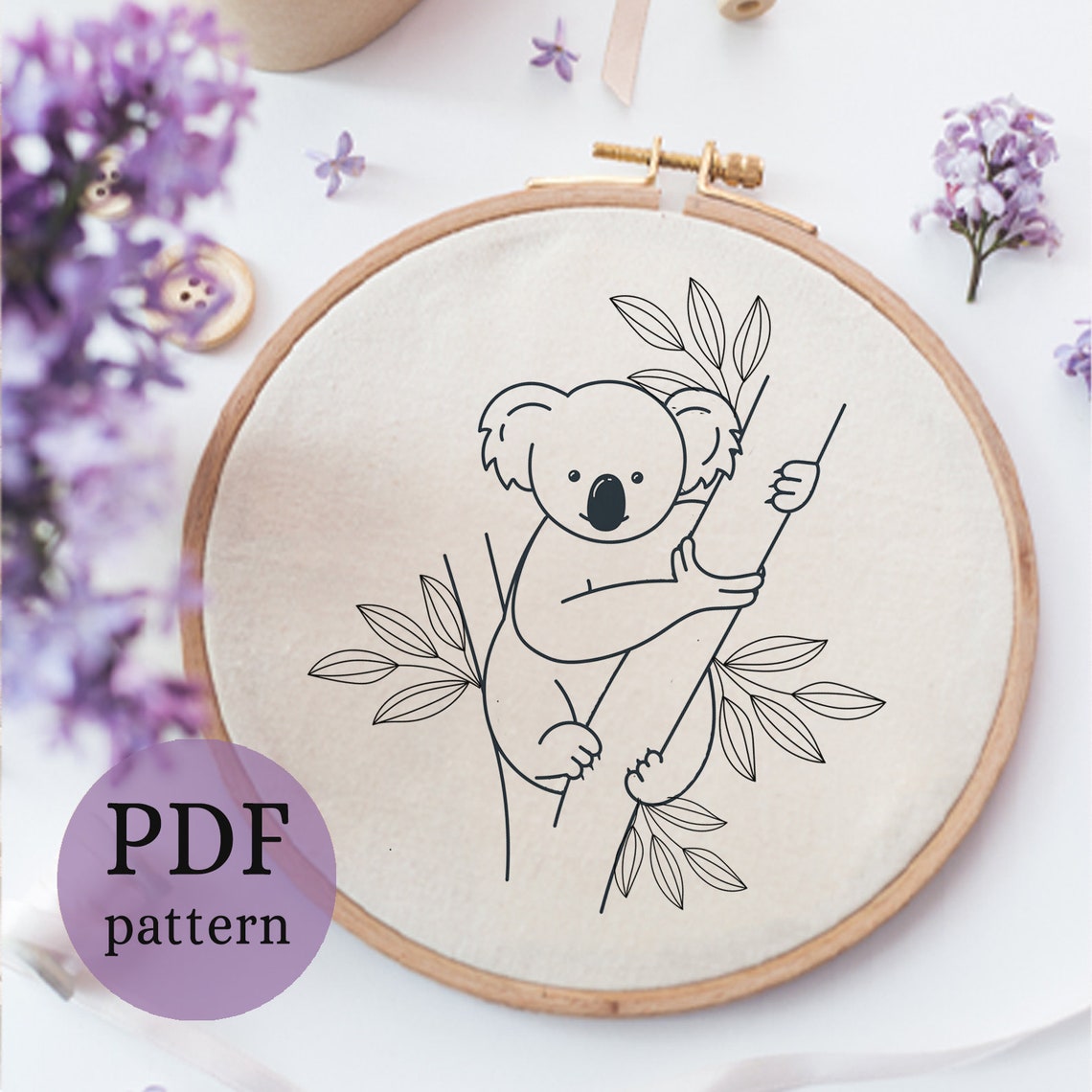 PDF Pattern Koala Design Beginner Embroidery Embroidery - Etsy