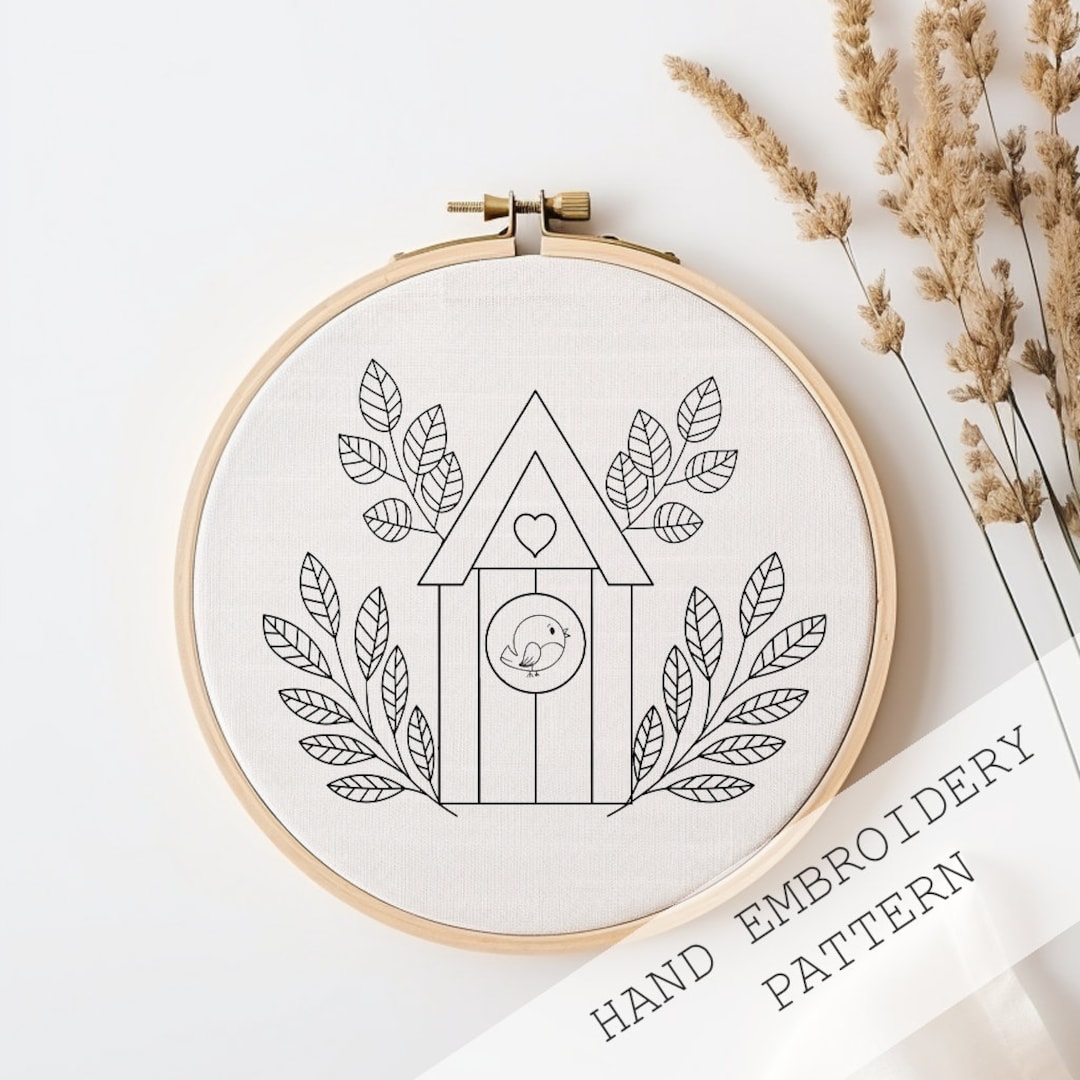 Bird House Embroidery Pattern, Bird Hand Embroidery, Beginner ...