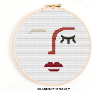 Face Cross Stitch Pattern,modern Cross Stitch Pattern,woman Counted ...